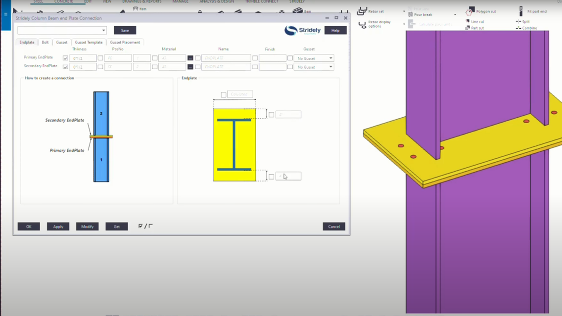Stridely Column Beam Endplate Connection | Tekla